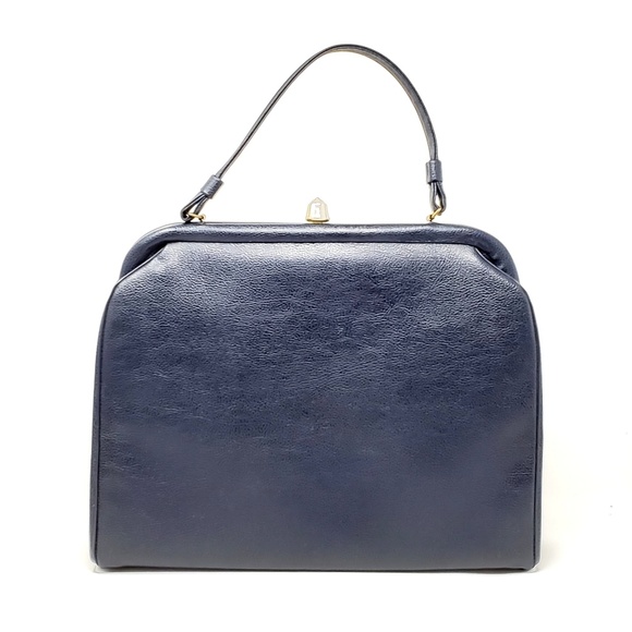 Vintage | Bags | Vintage Graceline Navy Vinyl Large Satchel | Poshmark